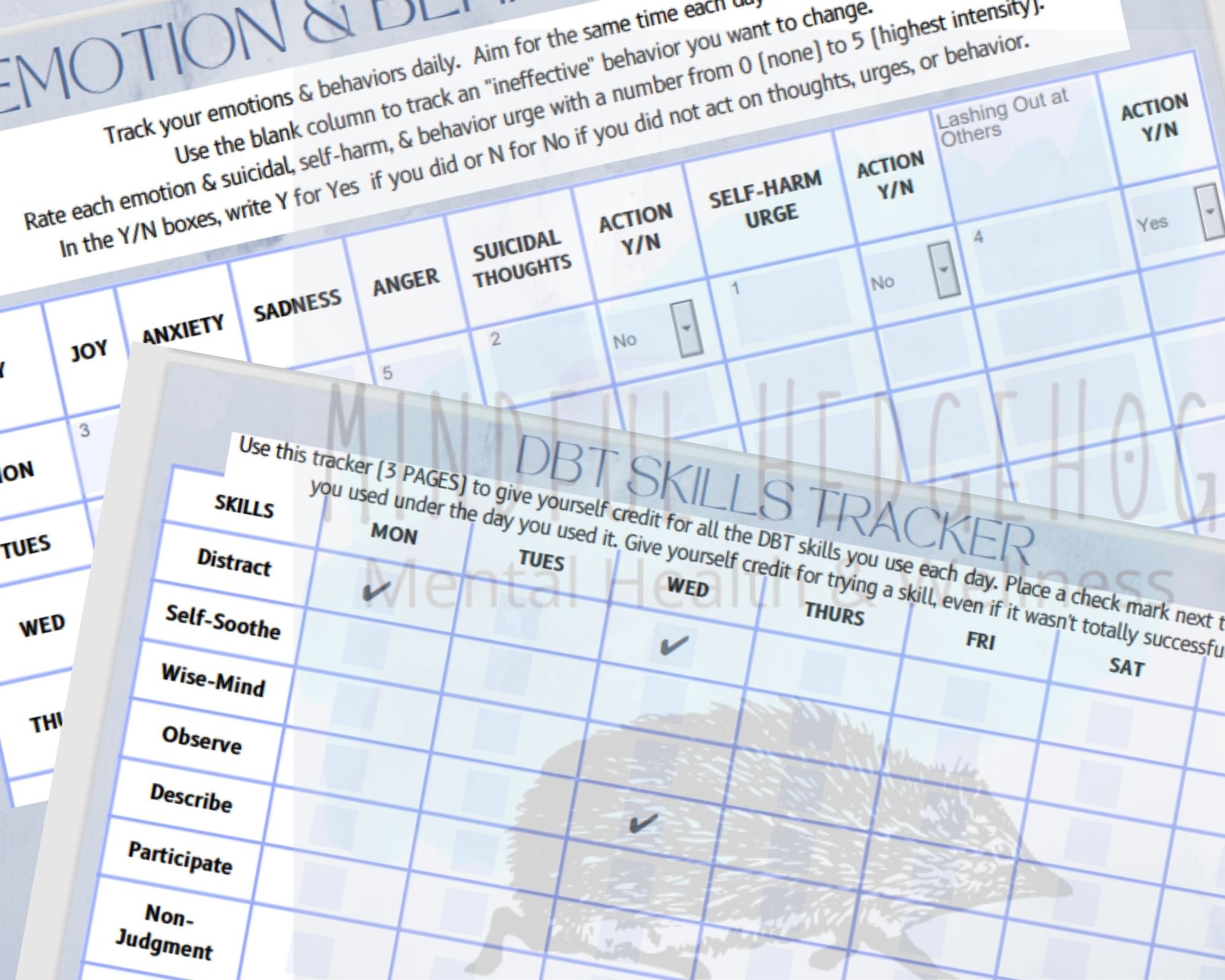 Fillable DBT Skills Tracker Fillable DBT Diary Card Inspired Tracker ...