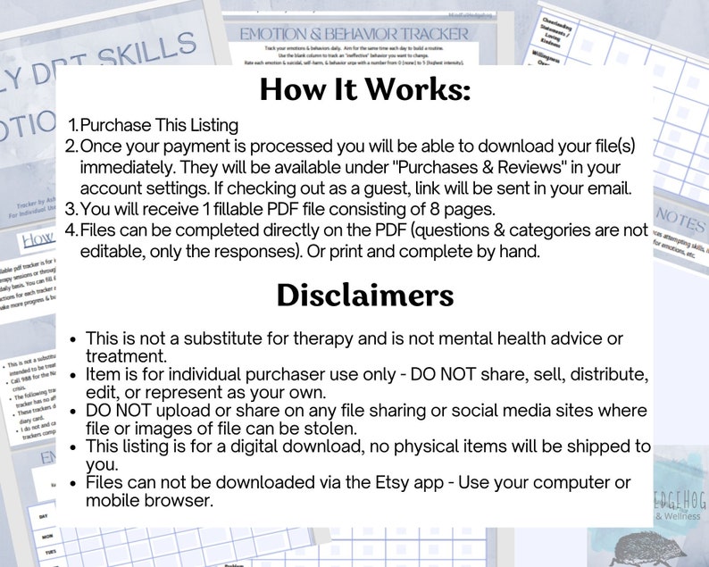 Fillable DBT Skills Tracker Fillable DBT Diary Card Inspired Tracker ...