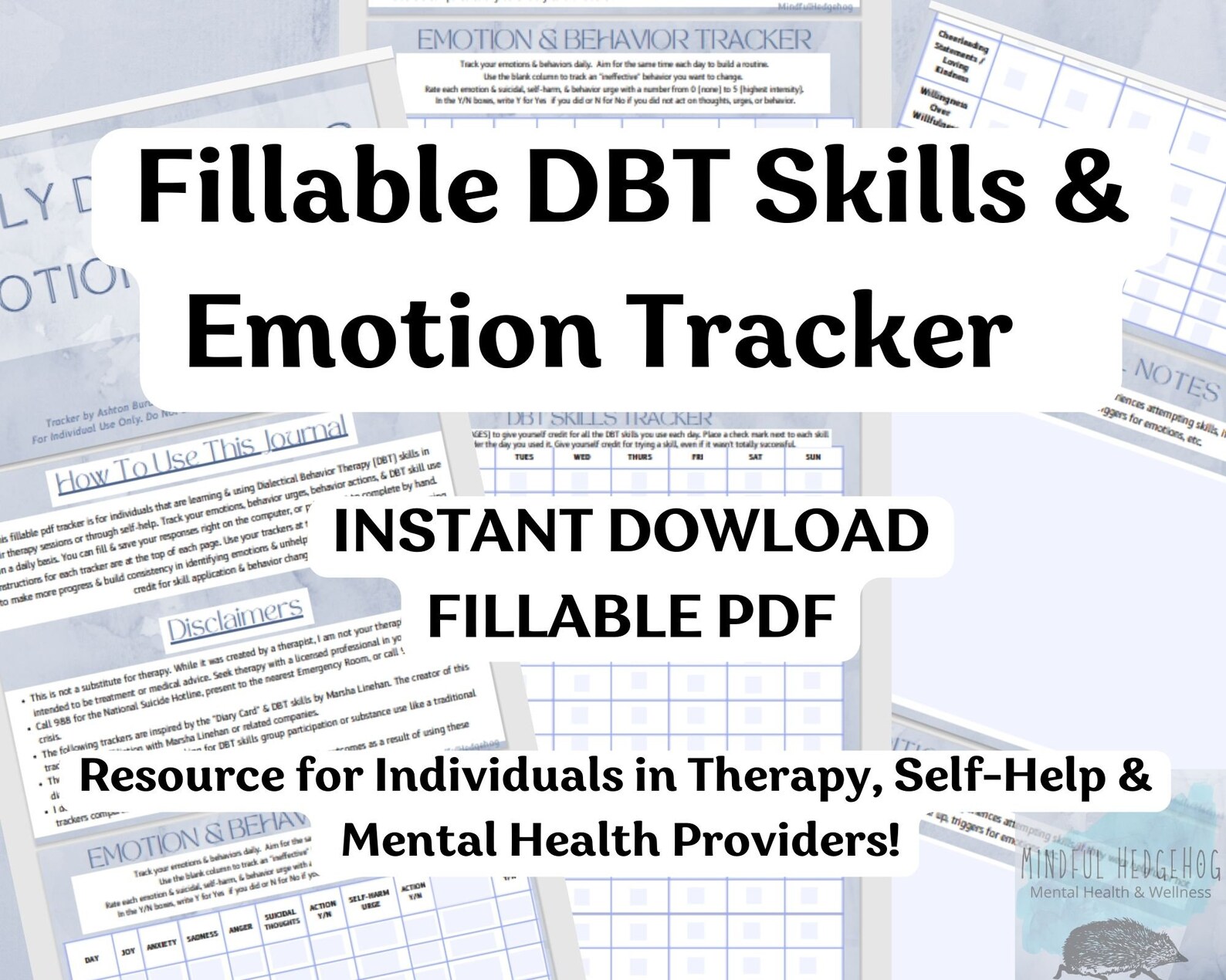 Fillable DBT Skills Tracker Fillable DBT Diary Card Inspired Tracker ...