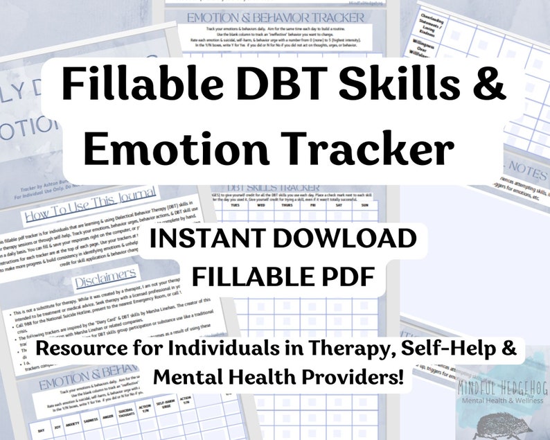 Fillable DBT Skills Tracker Fillable DBT Diary Card Inspired Tracker ...