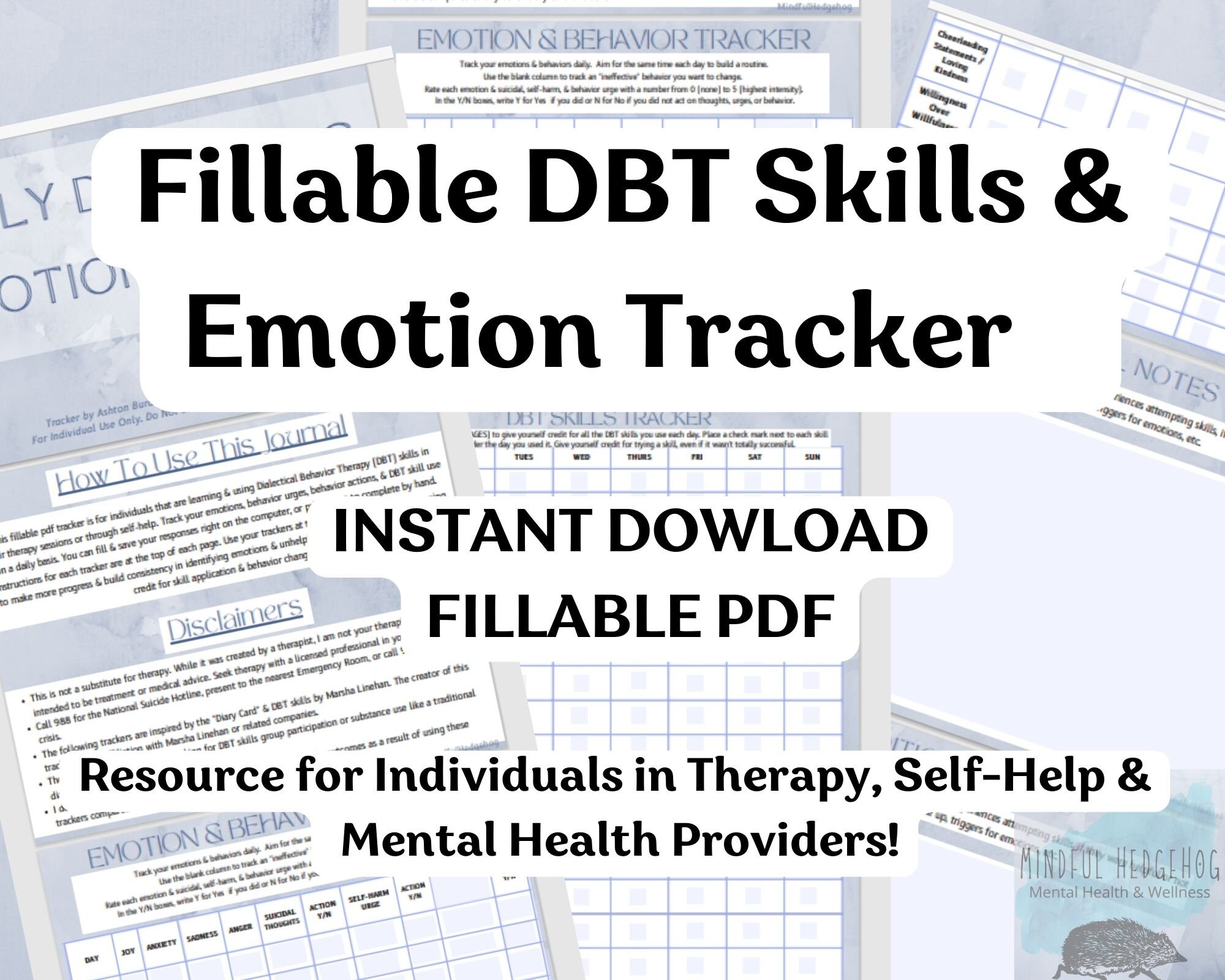 Fillable DBT Skills Tracker Fillable DBT Diary Card Inspired Tracker ...