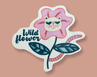 Flower Cat Sticker / Cat Sticker / Kitten Sticker / Flower - Etsy