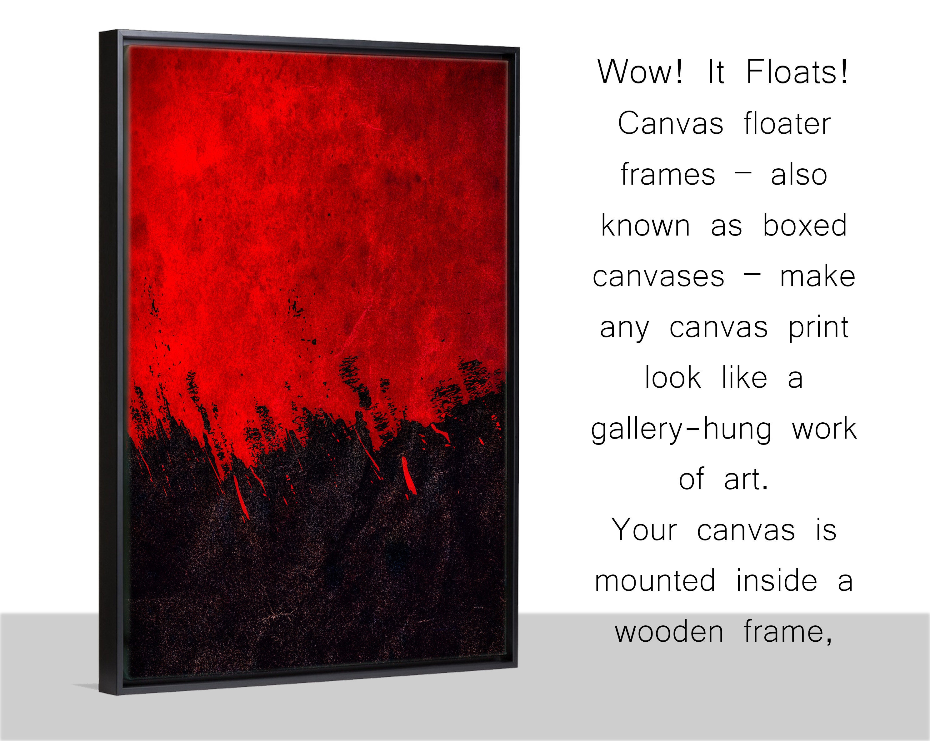 Abstract Deep Red and Black Grunge Painting Printed on Canvas Premium ...