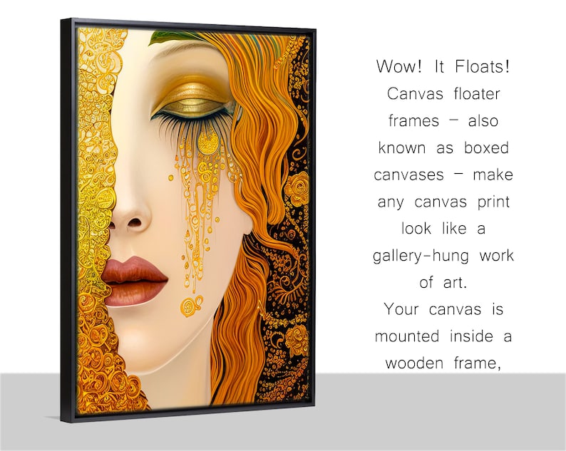 Freya's Golden Tears Canvas Art: Klimt-inspired Ready to Hang Print - Etsy
