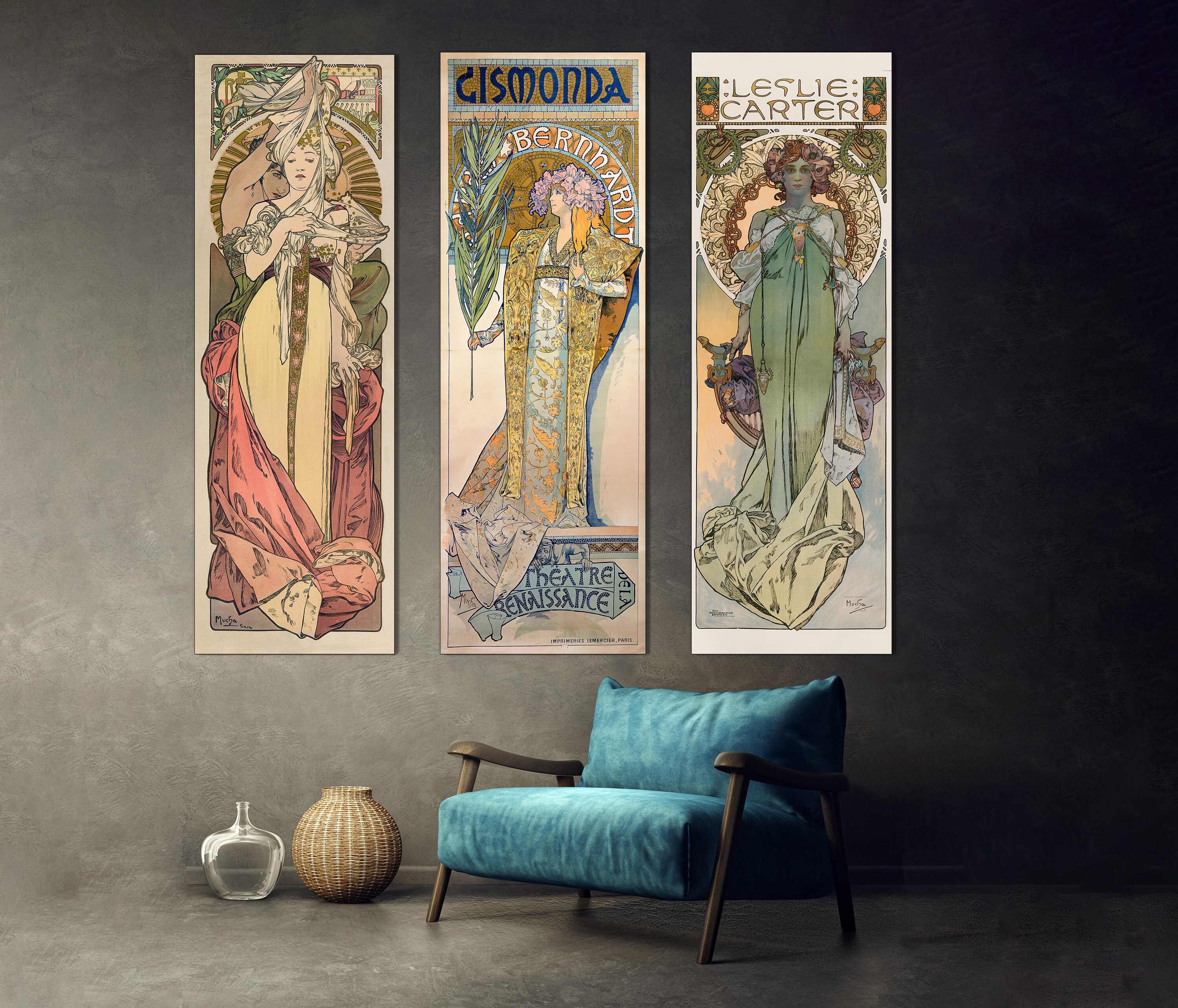 Alphonse Mucha Famous Posters on Canvas Leslie Carter Gismonda Austria ...