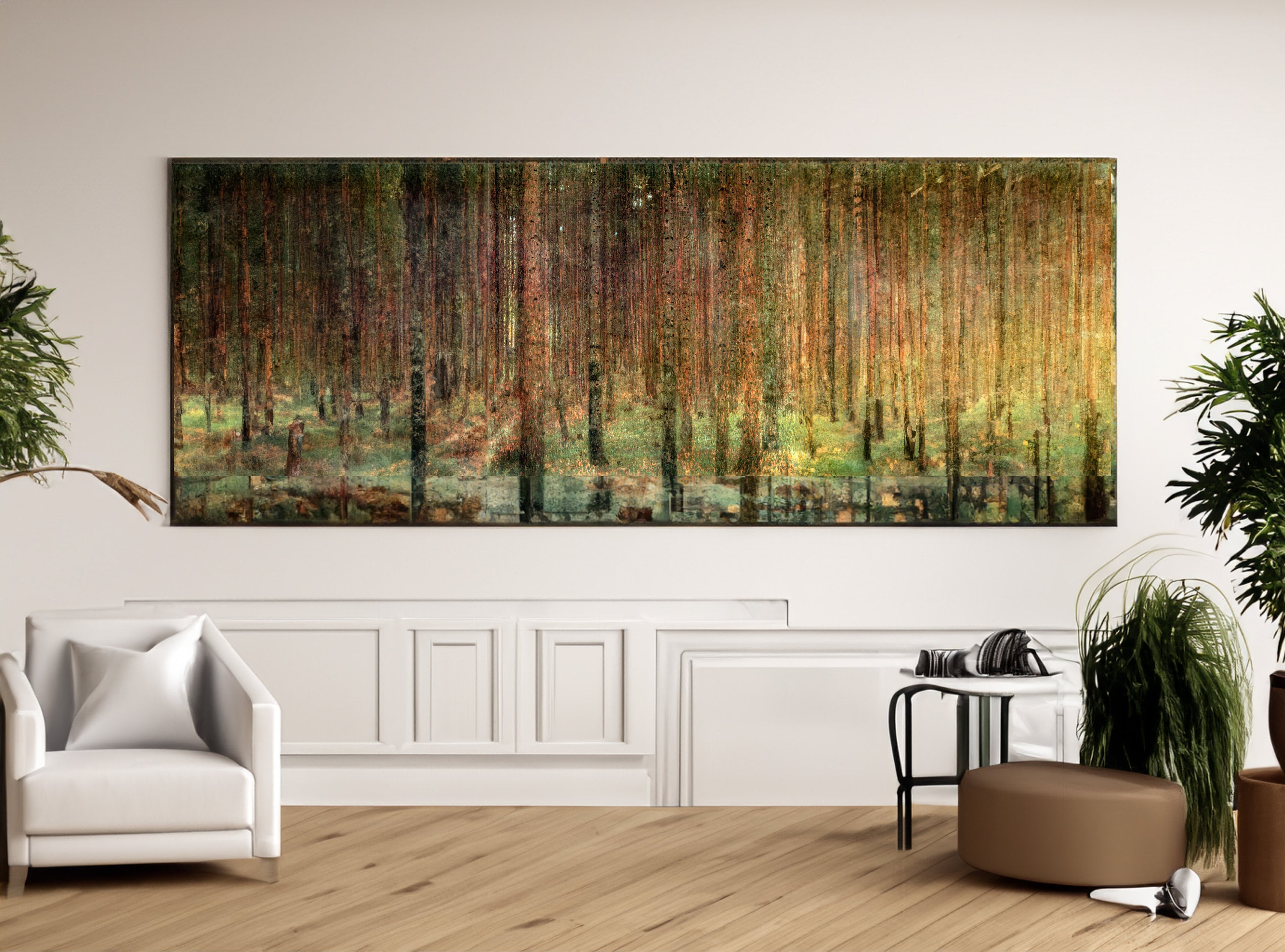 Gustav Klimt Pine Forest Ii Famous Painting Printed on Canvas Panoramic Version Wall Art Canvas ...