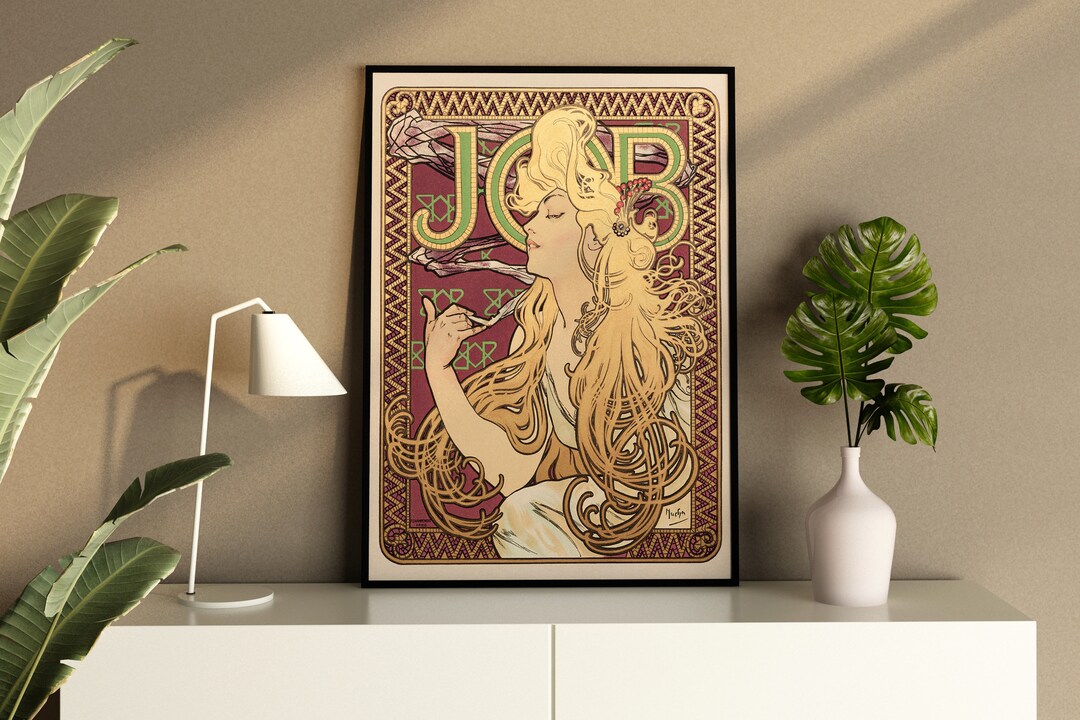 Poster encadré Job 1896 par Alphonse Mucha, cadeau d'anniversaire, déco ...