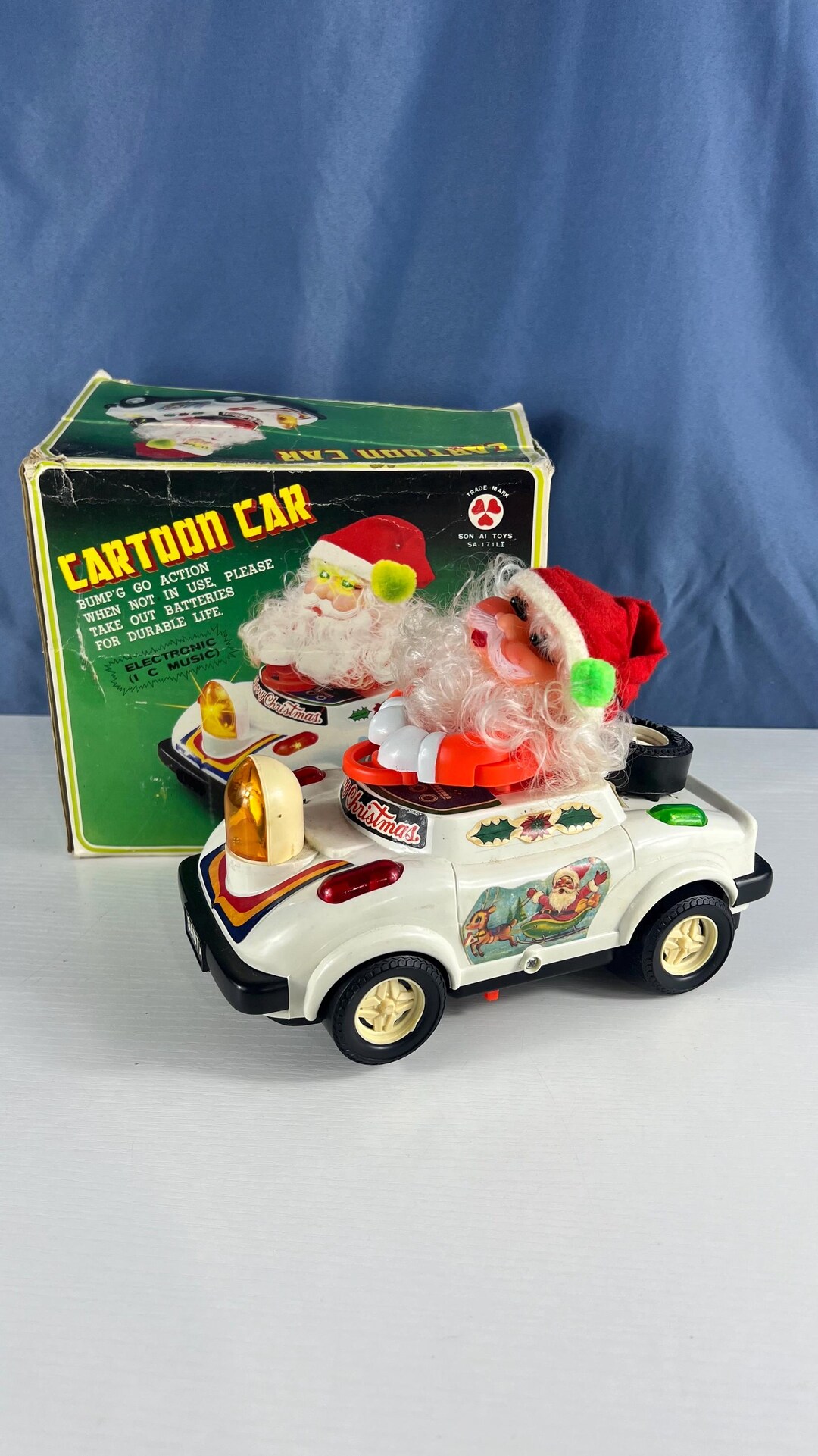 1983 Son Ai Toys Bump & Go Vintage Christmas Santa Claus Driving Bumper ...