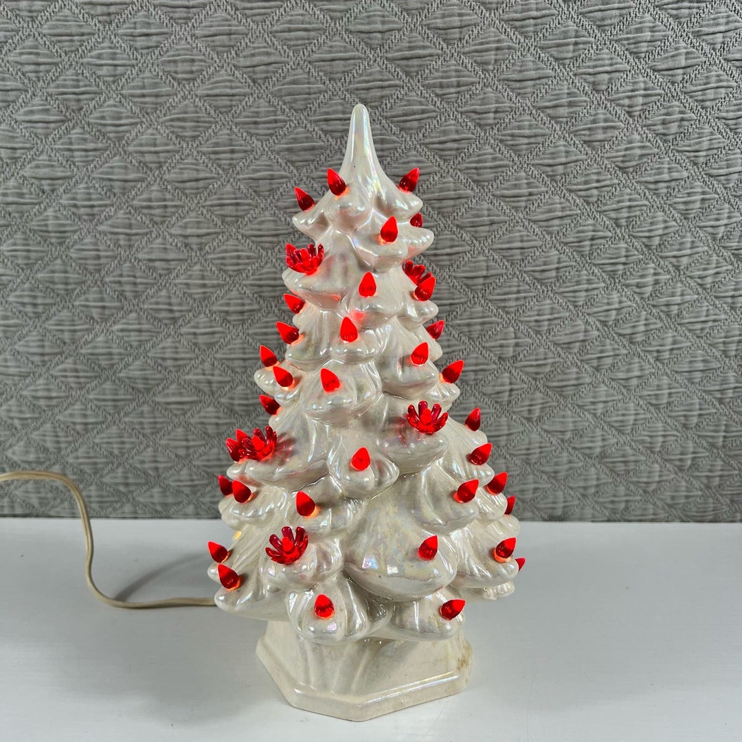 Vintage Ceramic Christmas Tree Red Lights - Etsy