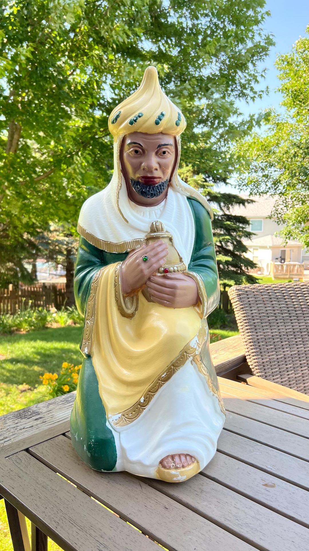 Vtg Christmas Poloron 28" Lighted Wise Man Blow Mold Holiday Nativity ...