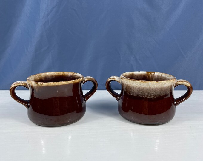 Set of 2 Vintage Brown Drip Soup Mugs by Mccoy Pottery USA - Vintage ...