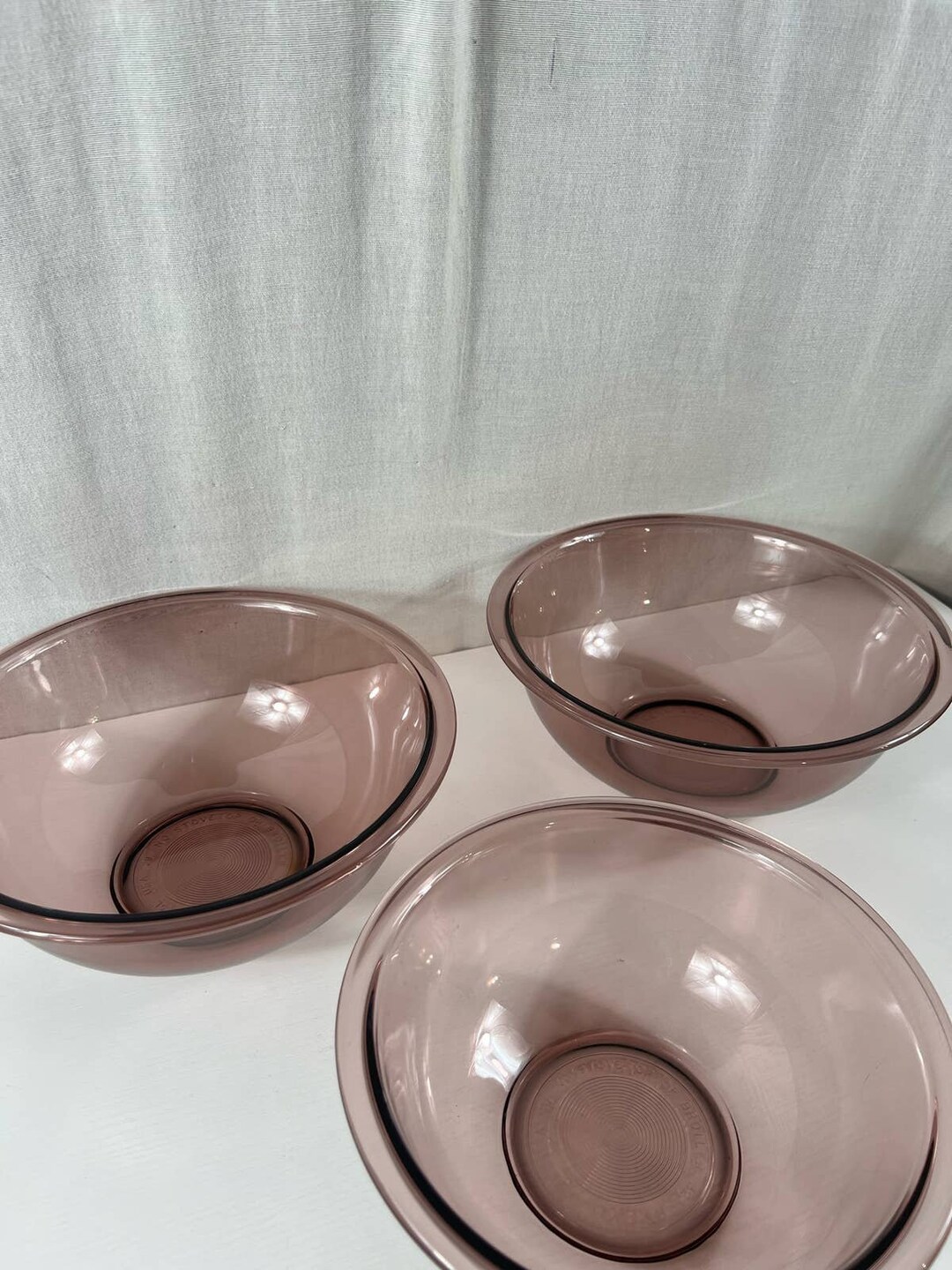 Set of 3 Vintage Cranberry Pyrex Mixing Bowls - Etsy