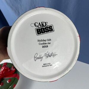 Cake Boss Christmas Ceramic Cookie Jar Green Red Bow Buddy Valastro ...