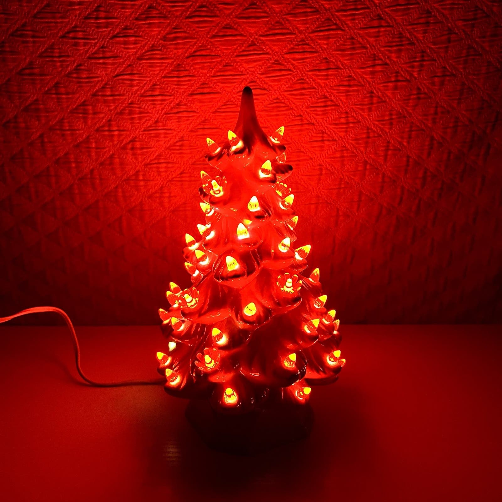 Vintage Ceramic Christmas Tree Red Lights - Etsy