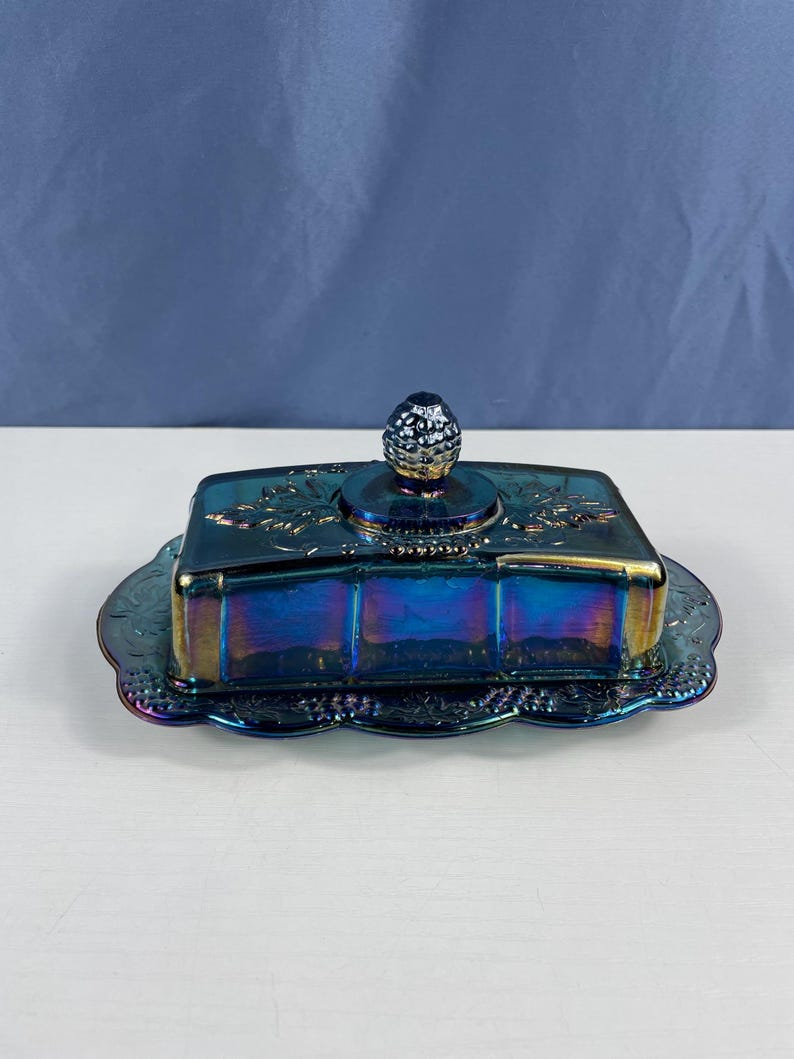 Vintage Indiana Harvest Grape Carnival Glass Butter Dish With Lid - Etsy