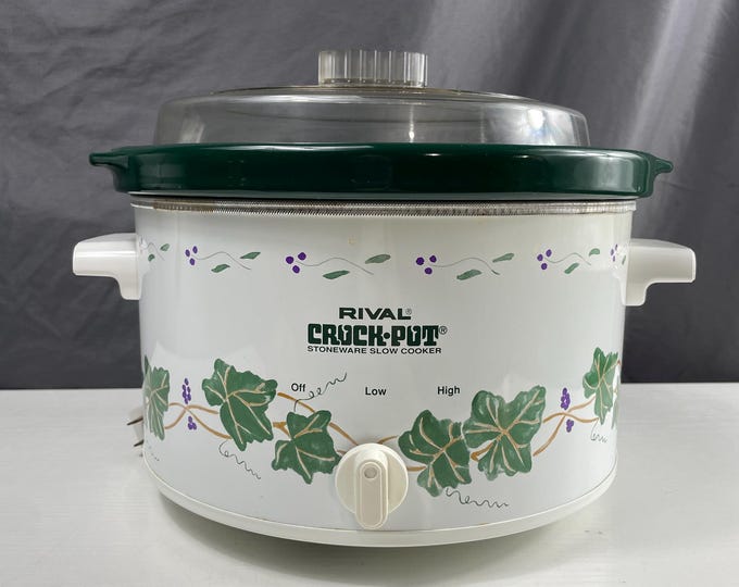 Vintage Rival Crock Pot 3154 Green Ivy Slow Cooker 4 Qt - Etsy