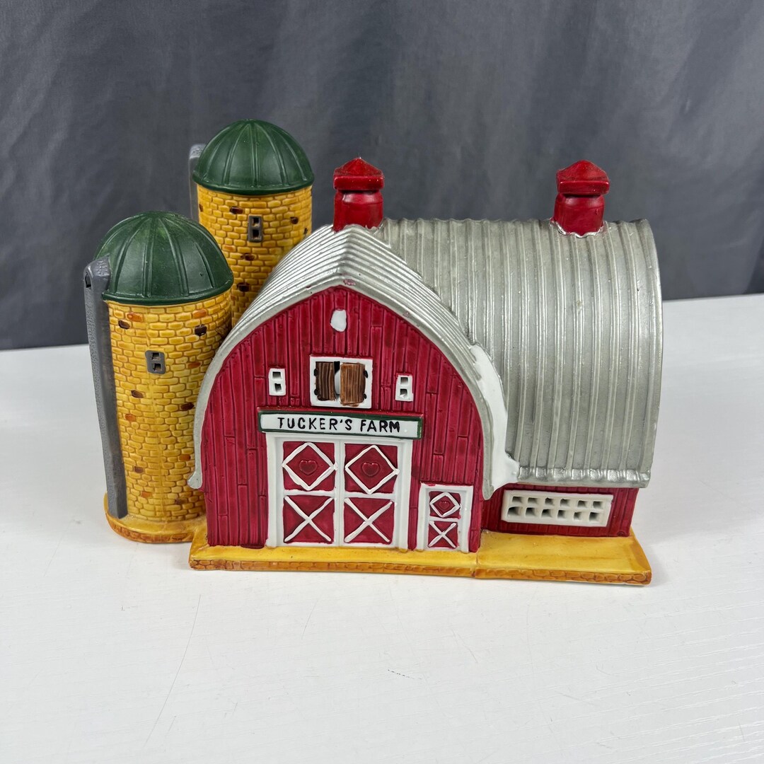 Vintage 1995 Lemax Tuckers Farm Lighted Christmas Village House Red ...