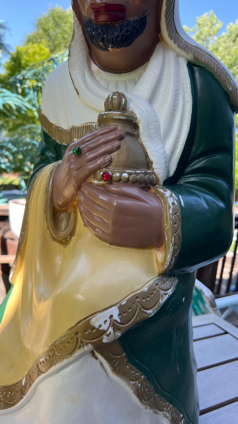Vtg Christmas Poloron 28" Lighted Wise Man Blow Mold Holiday Nativity ...