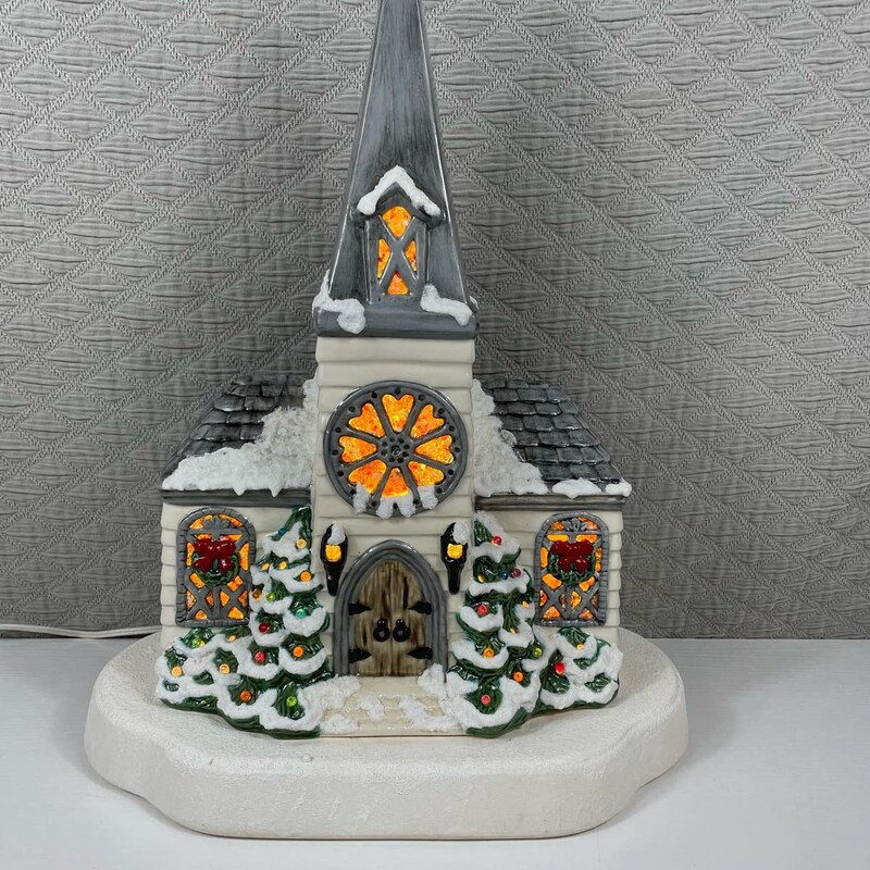 Lighted Ceramic Church - Etsy