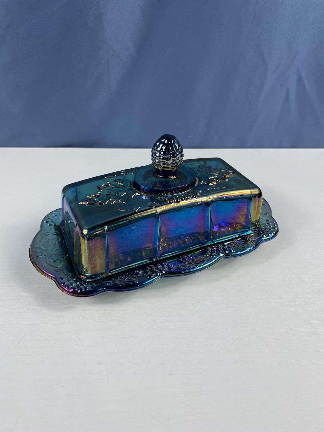 Vintage Indiana Harvest Grape Carnival Glass Butter Dish With Lid - Etsy