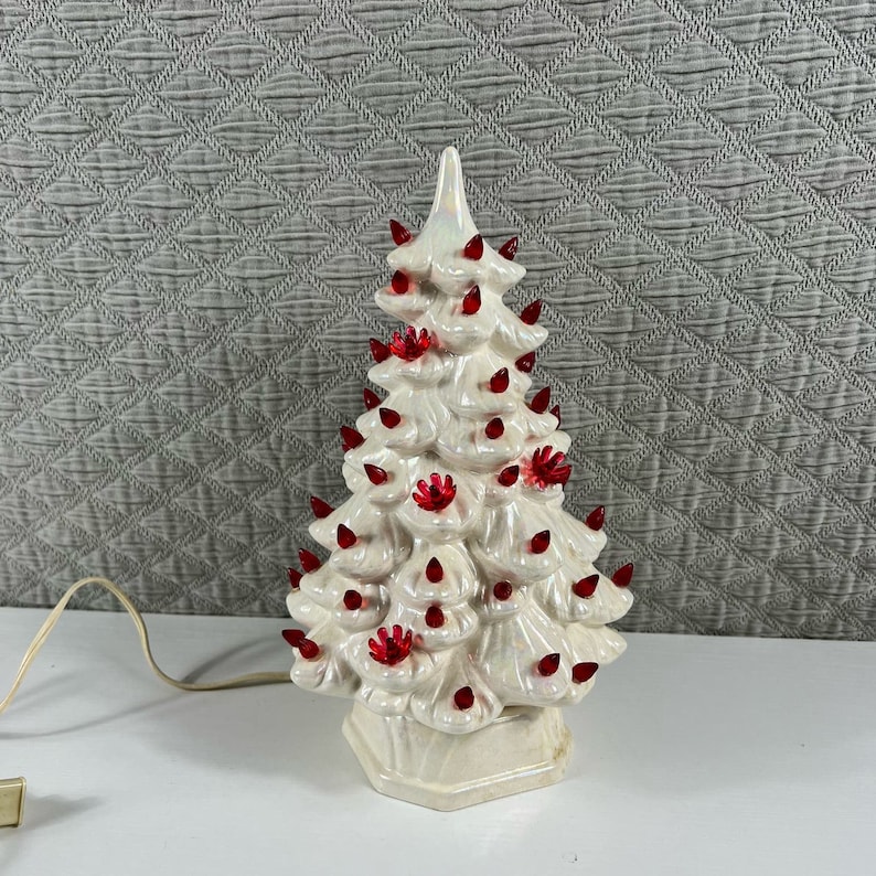 Vintage Ceramic Christmas Tree Red Lights - Etsy