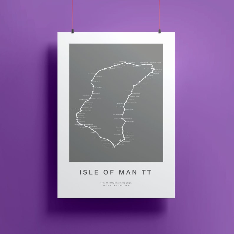 Isle of Man TT Track Circuit Map Road Racing Poster Dark - Etsy