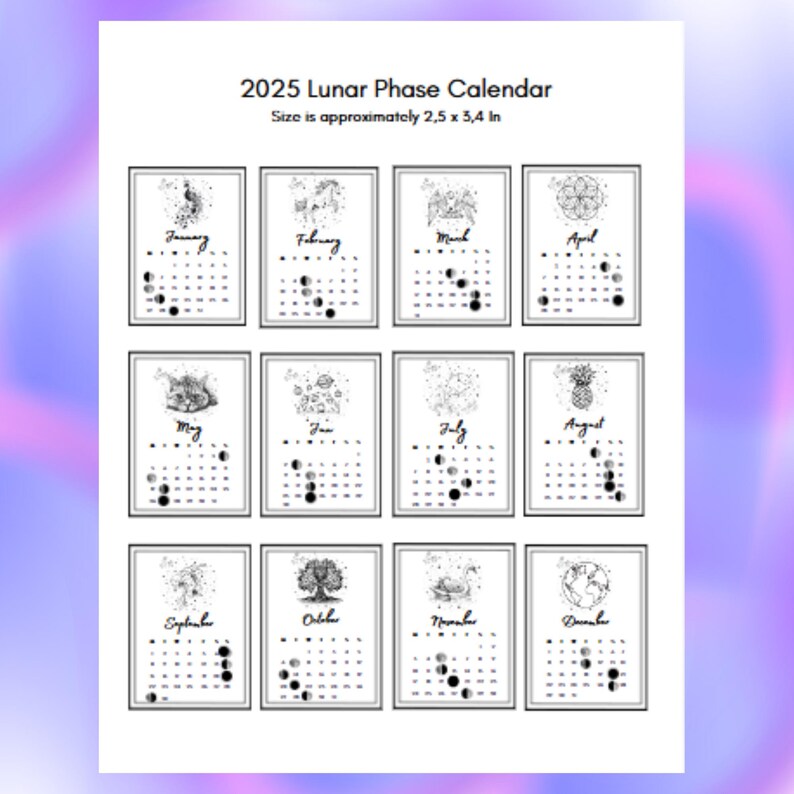 2025 Lunar Calendar, Moon Calendar 2025 Printable Lunar Calendar Moon ...