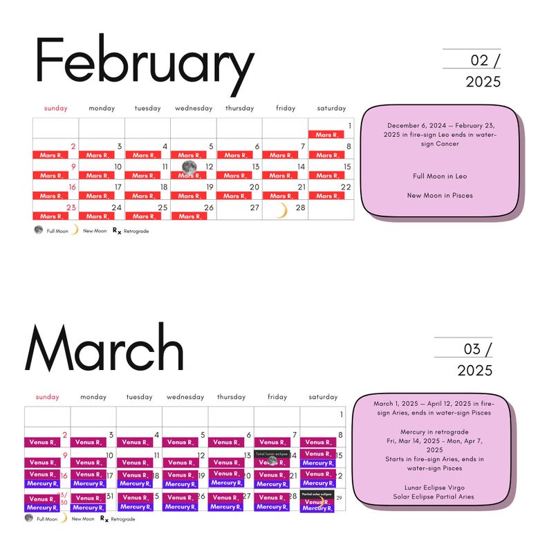 PDF 2025 Astrology Calendar, Moon Calendar, Monthly Astrological ...