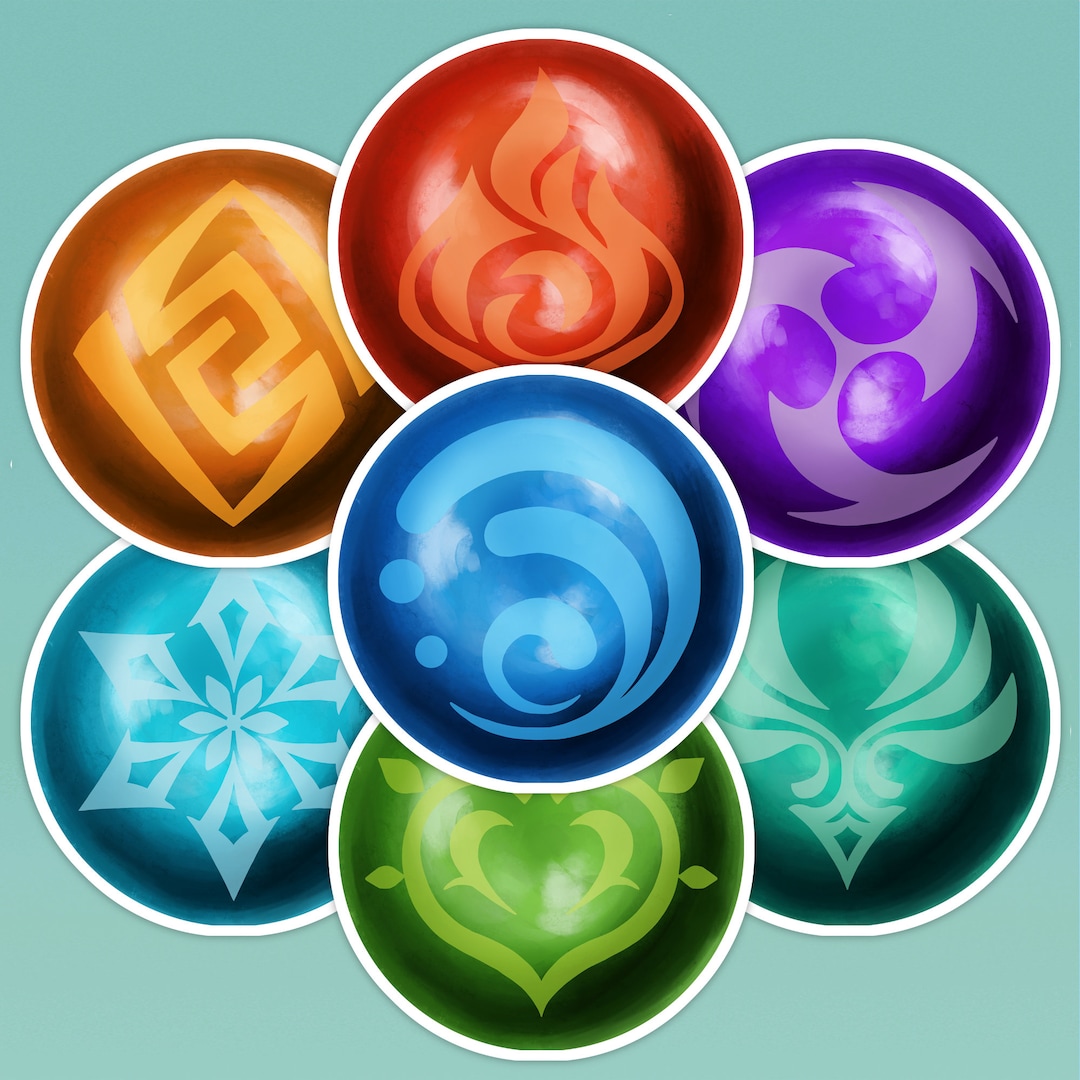 Genshin Elements Stickers Genshin Impact, Hydro, Anemo, Electro, Pyro ...