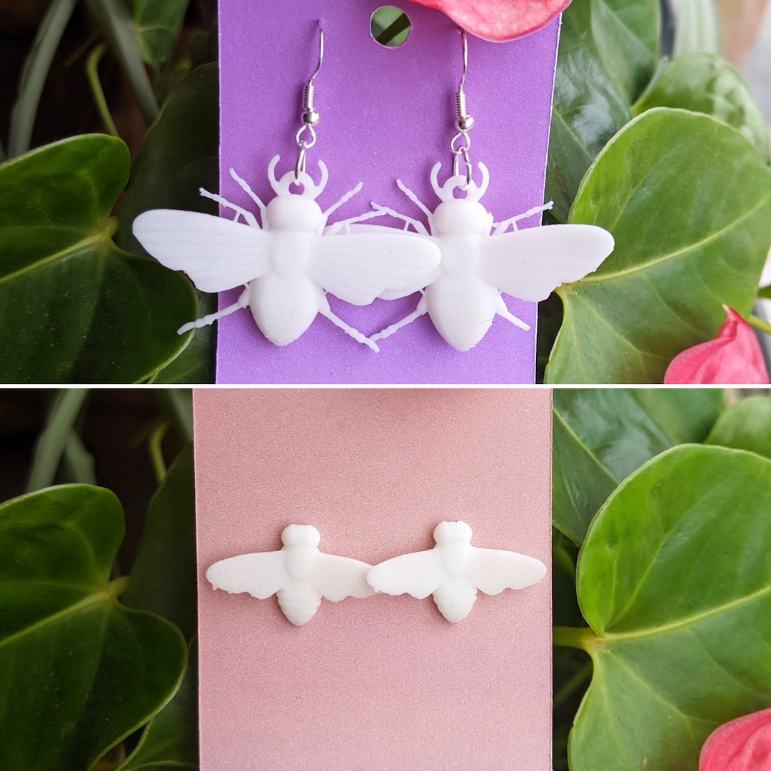 Bees Earrings Handmade Resin 3D Printed Dangle Studs - Etsy