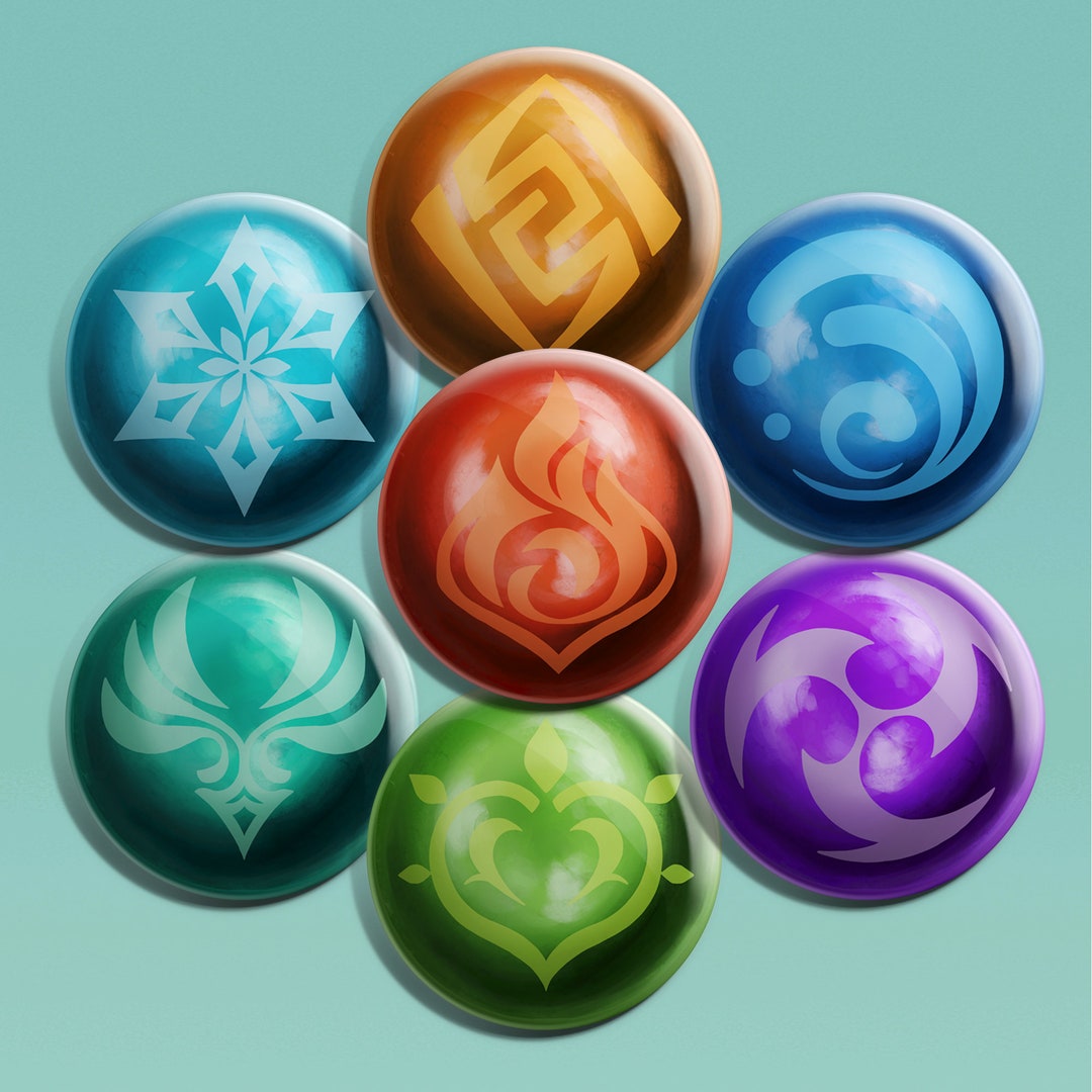 Genshin Elements Badges | Anemo, Hydro, Electro, Pyro, Geo, Cryo ...
