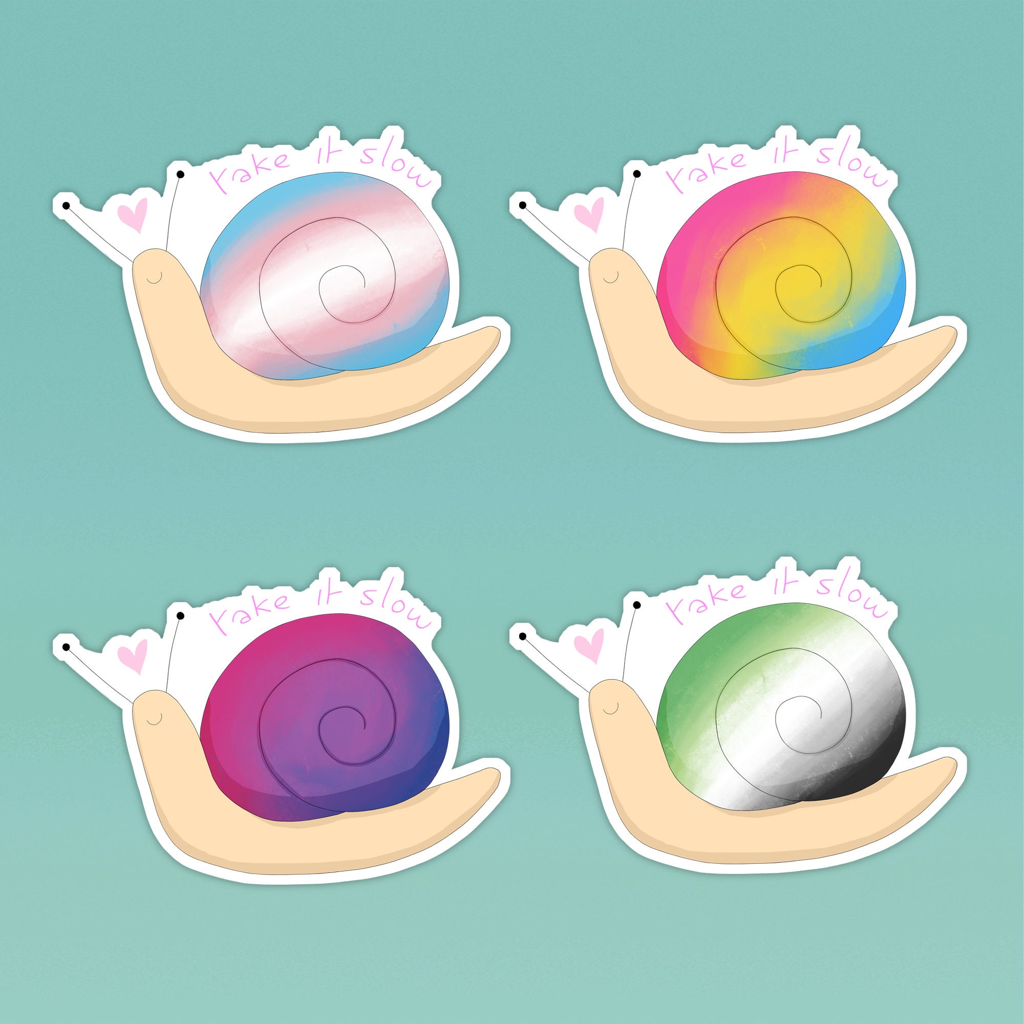 Snails Pride Stickers LGBTQ, Gay, Lesbian, Non-binary, Rainbow ...