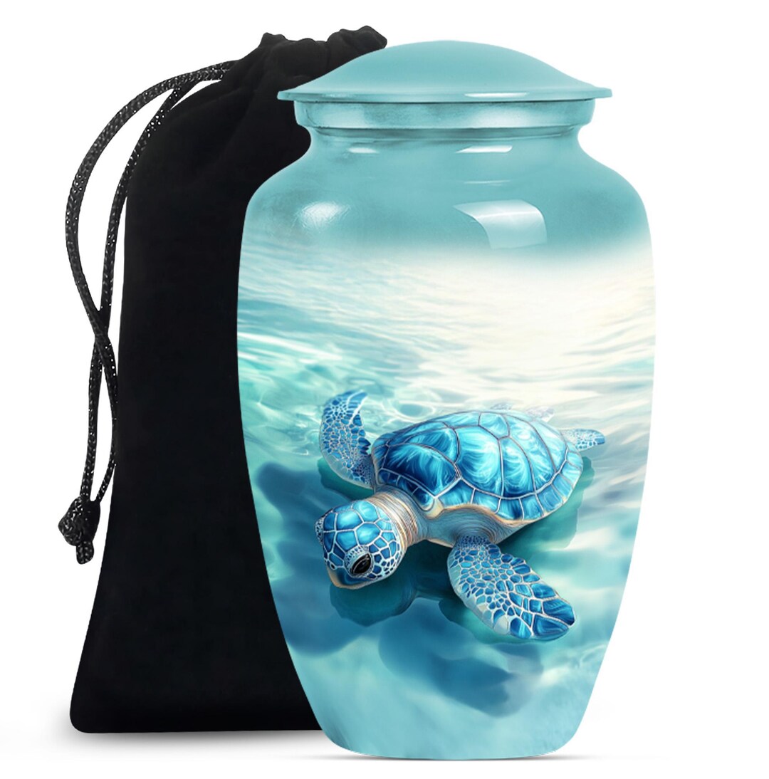 Sea Turtle Cremation Urn for Human Ashes, Ocean Beach Memorial Urn for ...
