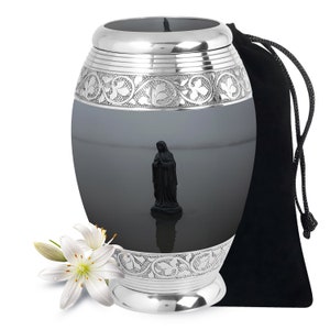 Elegant Hand-carved Mother Marry Aluminum Urn for Ashes With Floral ...