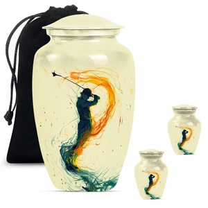 Artistic Golf Swing Cremation Urn - Handcrafted Memorial Ash Holder ...