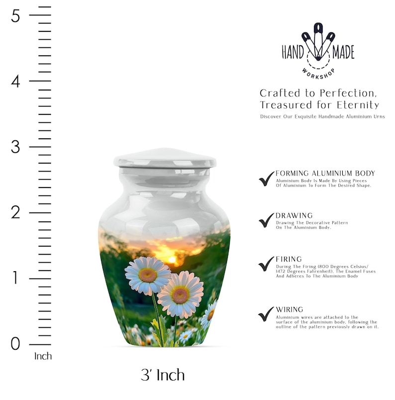 Personalized Daisy Cremation Urn for Human Ashes - Floral Urn for Ashes ...