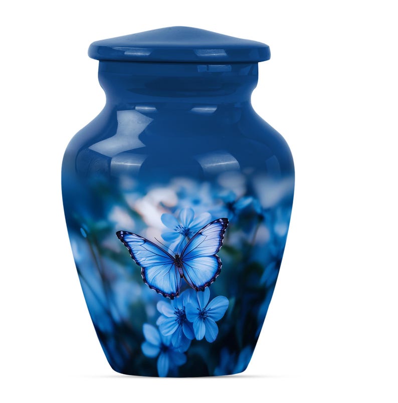 Blue Butterfly Urn, Cremation Urns for Human Ashes, Decorative Keepsake ...