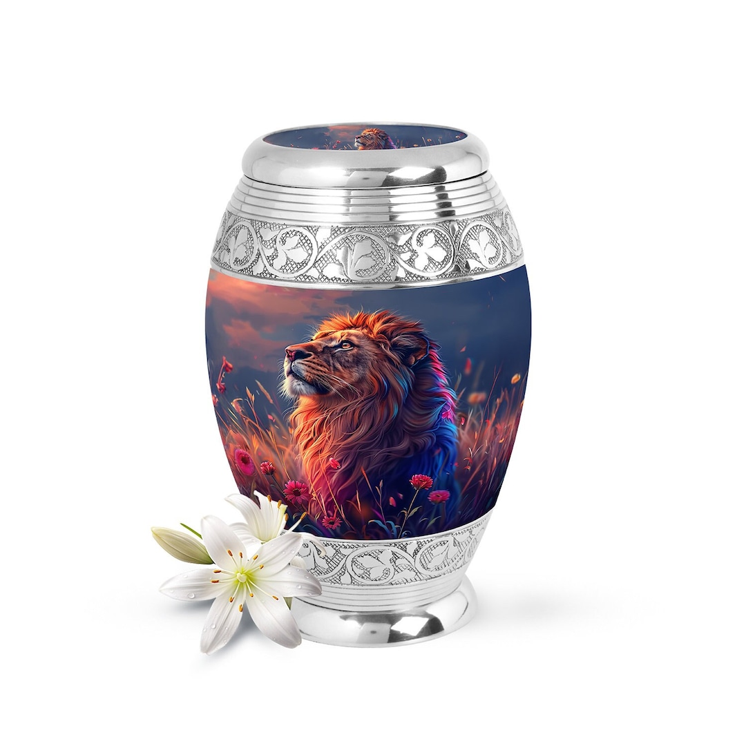 Majestic Lion Urn for Ashes, Handcrafted Memorial Keepsake Urn ...
