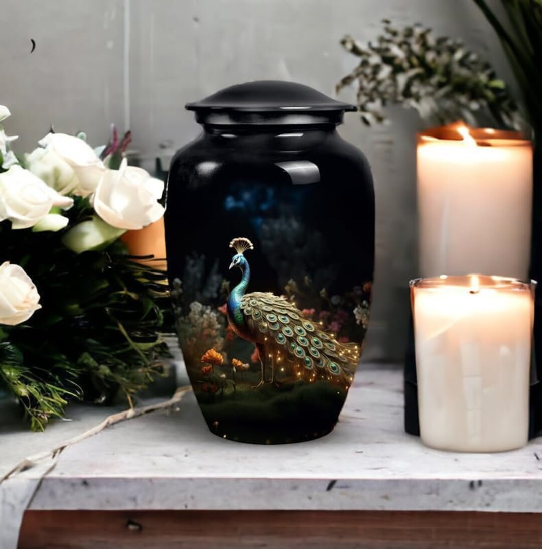 Golden Peacock Urn memorial Urn for Human Ashes,decorative Cremation ...