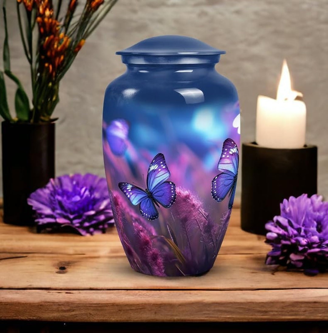 Purple Butterfly Urn-memorial Urn for Human Ashes,decorative Keepsake ...