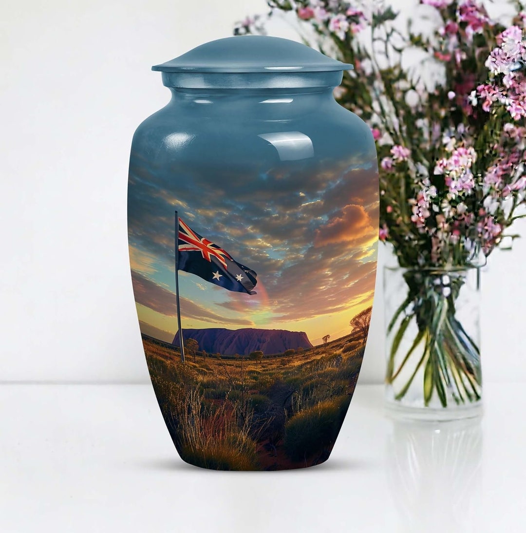 Australian Flag With Sunset -memorial Urn for Human Ashes,decorative ...