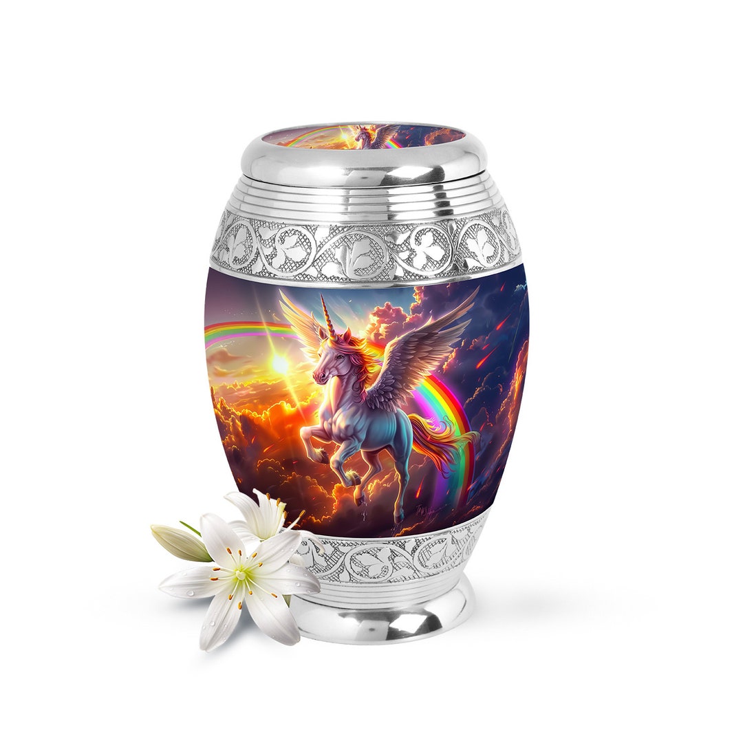 Rainbow Unicorn Urn for Ashes – Beautiful Memorial Keepsake, Decorative ...