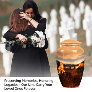Personalized Camping Cremation Urn With Artistic Sunset and Fire Design ...