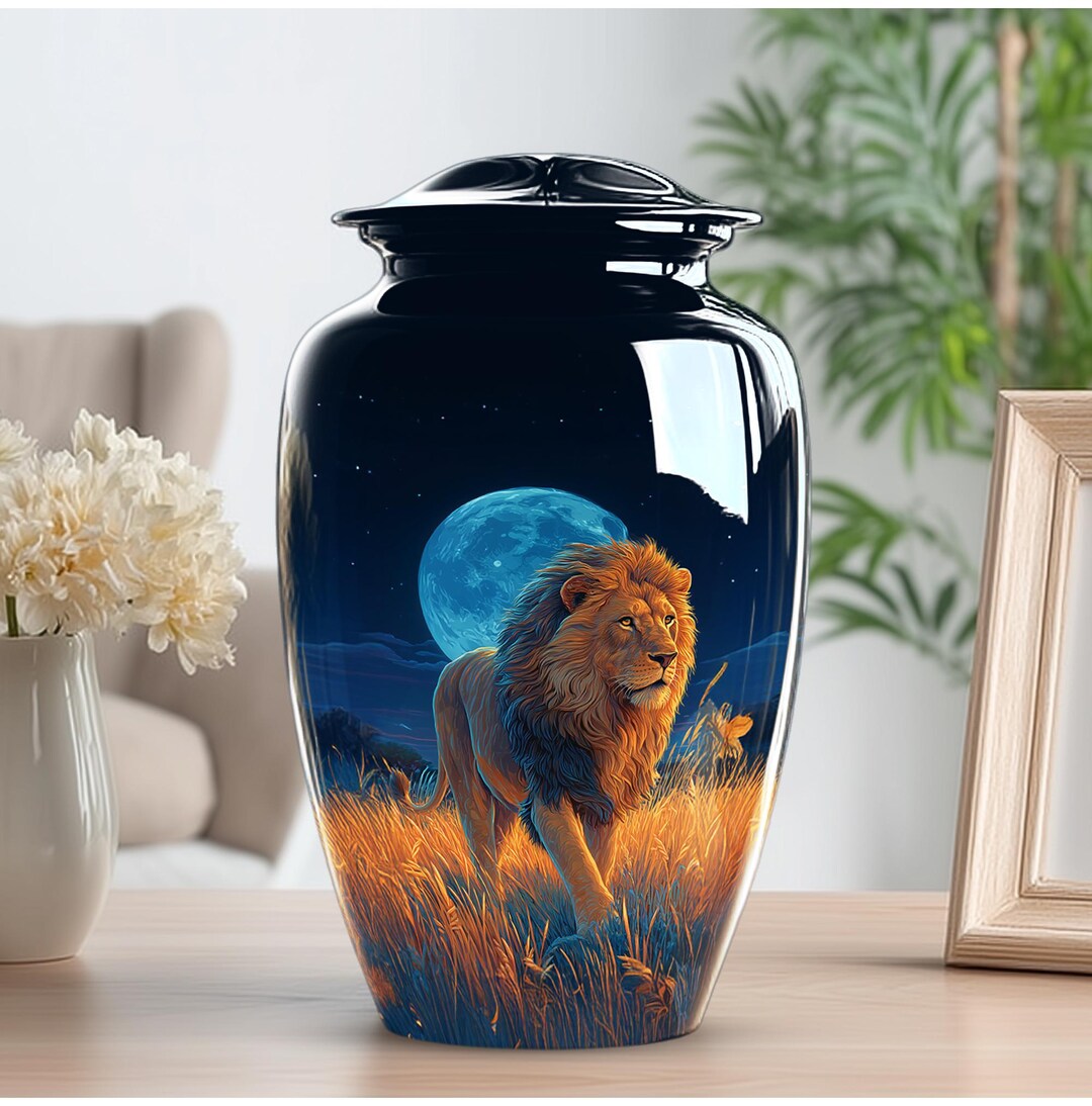 Lion Urn for Human Ashes - Decorative Cremation Urn for Ashes Adult ...