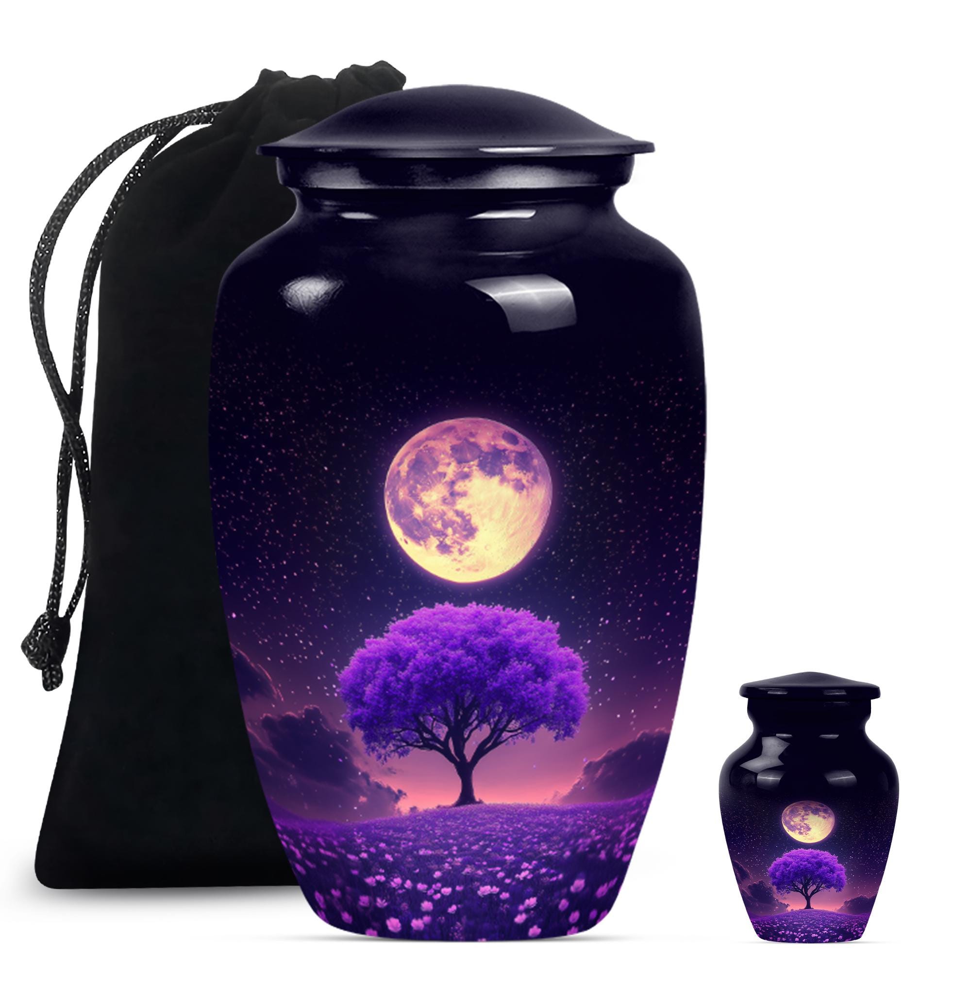 Celestial Purple Tree Cremation Urn With Glowing Moon Design for Human ...