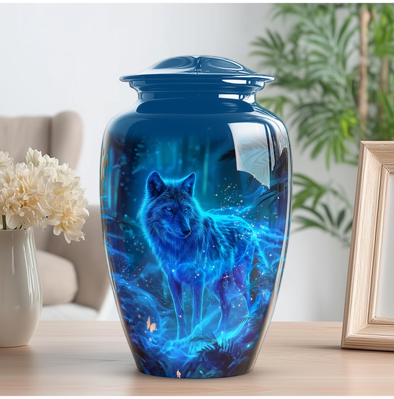 Personalized Wolf Cremation Urn for Human Ashes Adult Male – Large ...
