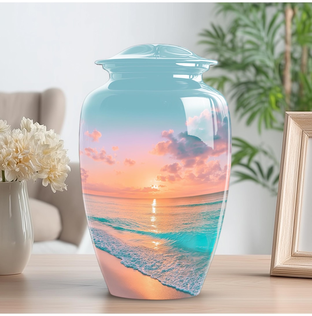 Personalized Ocean Sunset Cremation Urn for Human Ashes Adult Male Dad ...