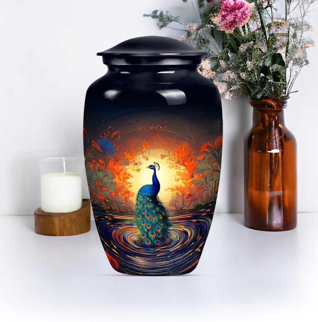 Colorful Peacock Cremation Urn Cremation Urn for Ashes, Decorative Urn ...