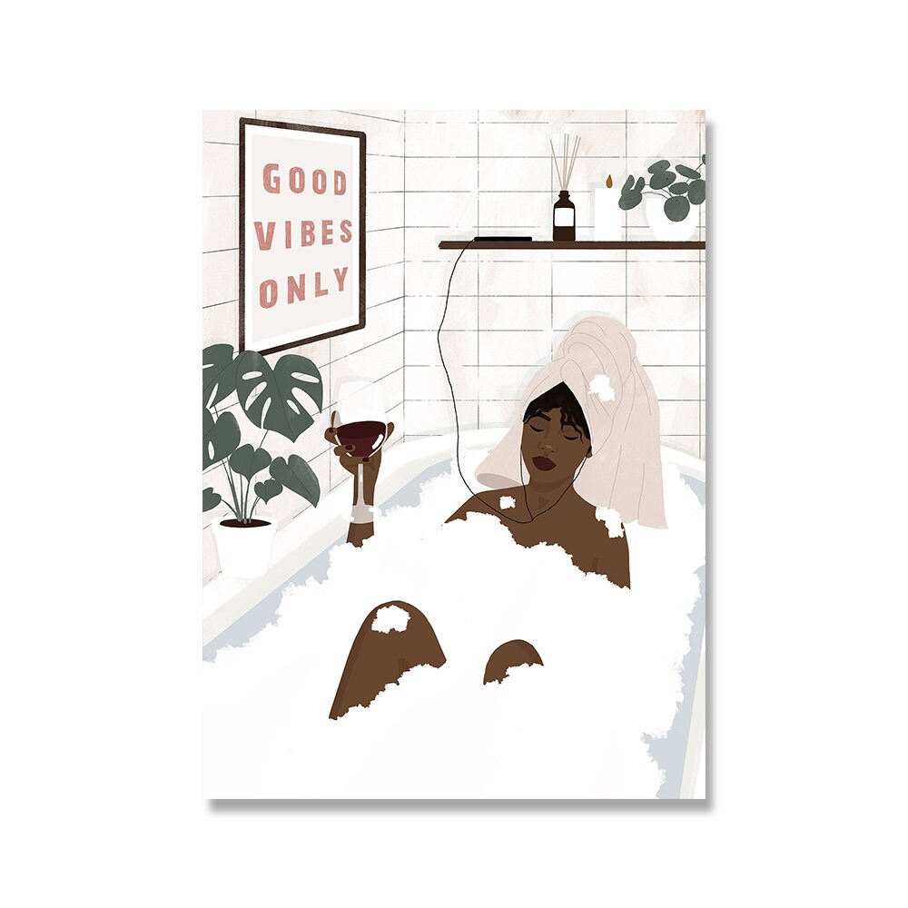 Spa Bath Day Canvas Print, Abstract Bathroom Art, Cotton Canvas Poster ...