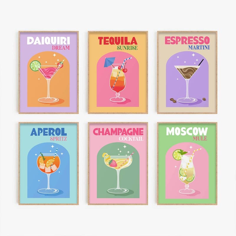 Cocktail Wall Art - Etsy
